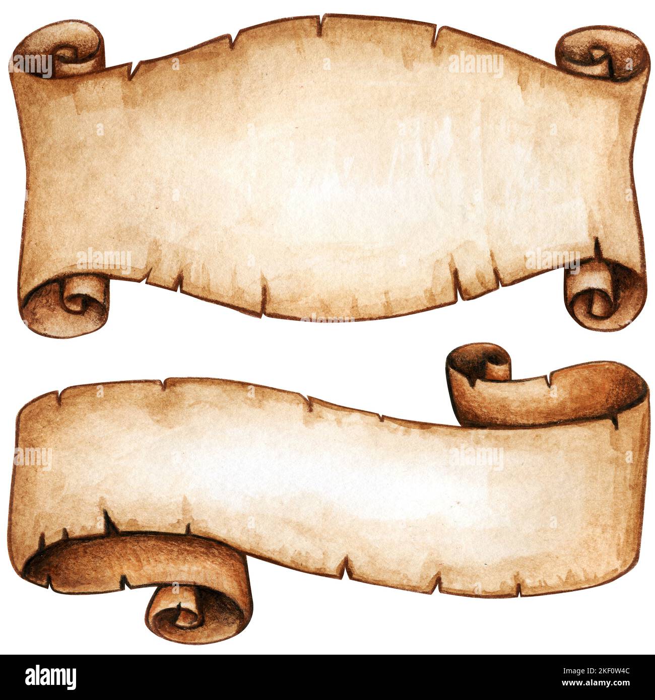 The vintage scroll banners isolated on white background Stock Photo - Alamy