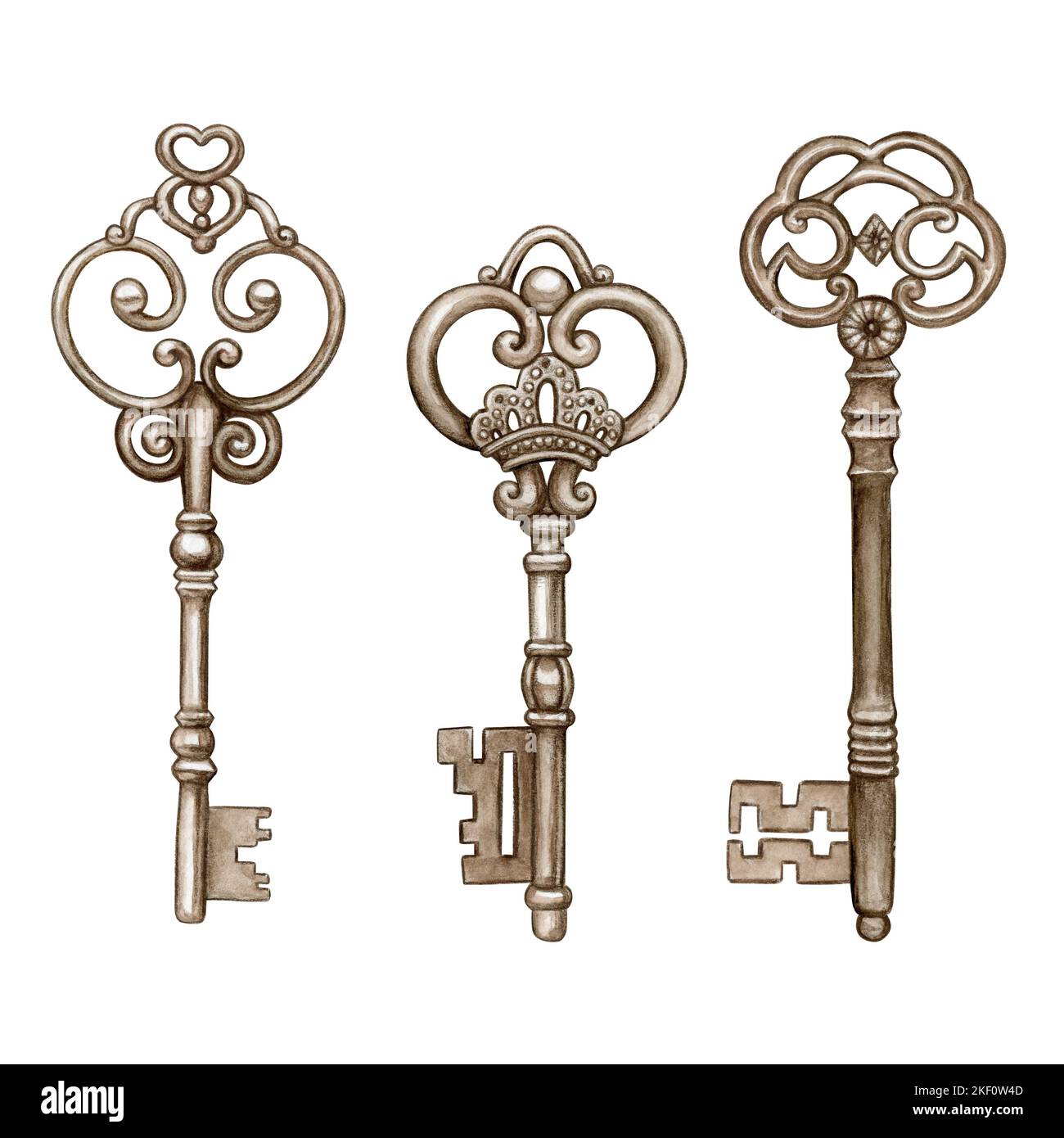 Vintage keys illustration hi-res stock photography and images - Alamy