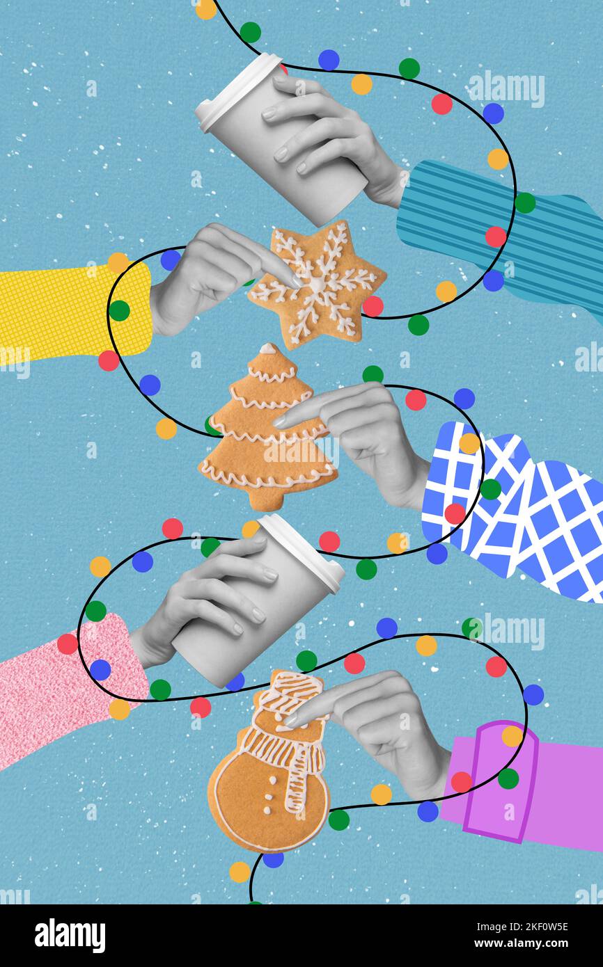 Artwork magazine picture of arms enjoying x-mas gingerbreads drinking ...