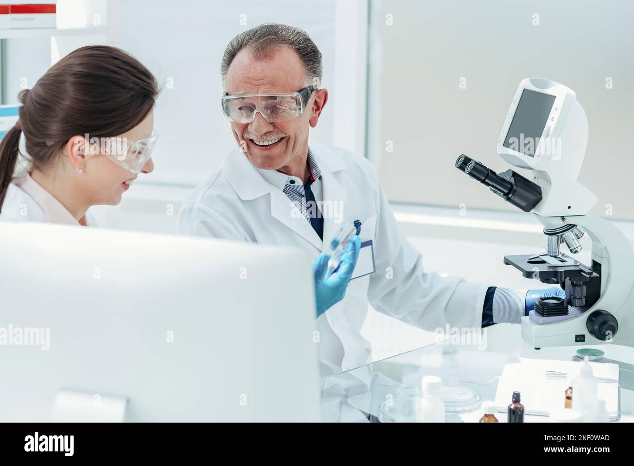 close up. staff of the research lab working on a new vaccine Stock ...