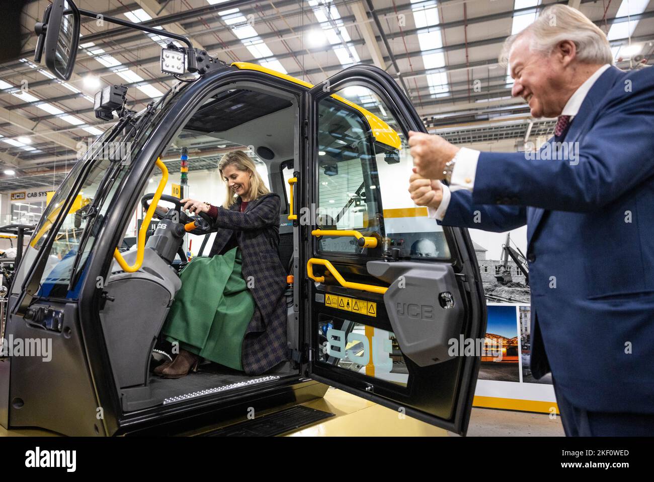 The Countess of Wessex and JCB chairman Lord Bamford during a visit to ...