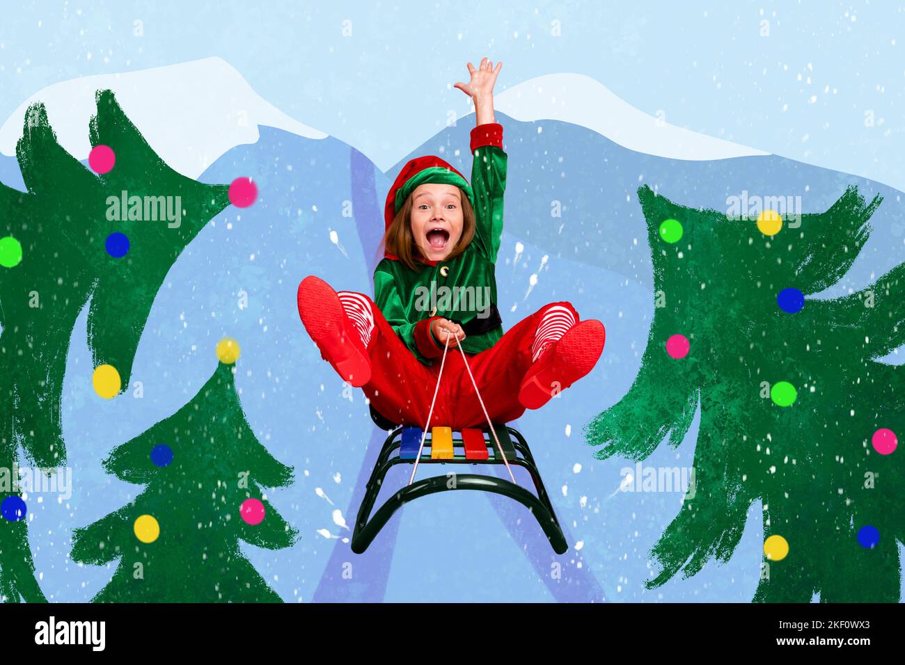 Creative photo collage illustration of ecstatic impressed funny ...