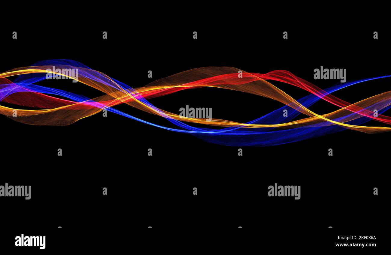 Abstract glowing lines background. Wavy form neon line structure. sound ...