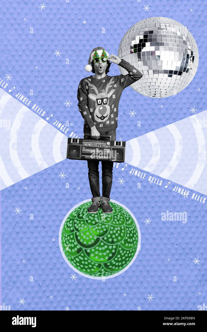 Vertical creative photo collage illustration of funny impressed guy ...