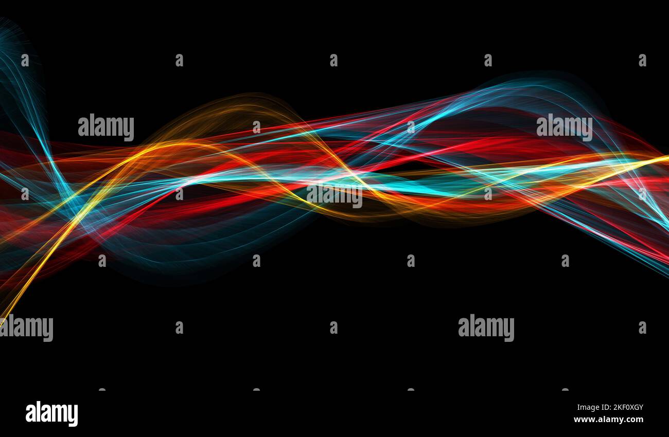 Abstract glowing lines background. Wavy form neon line structure. sound ...