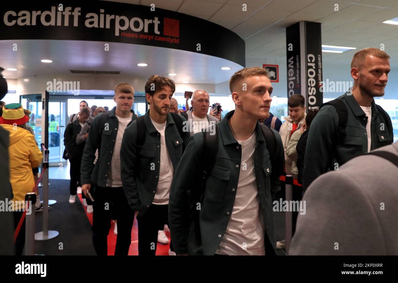 Wales' Matthew Smith departing for Qatar from Cardiff airport, Wales ...