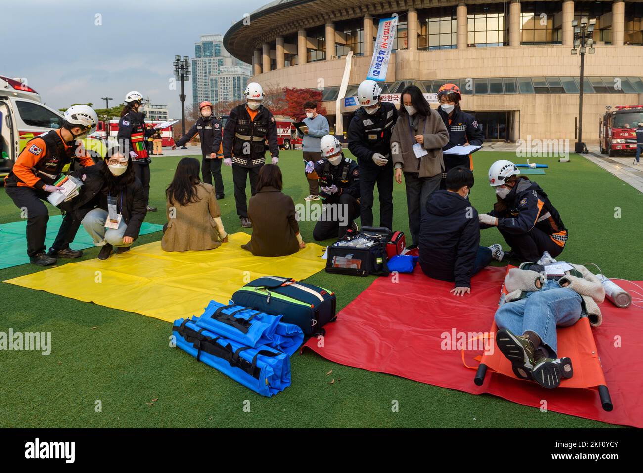 Seoul, South Korea, 15/11/2022, A disaster medical team is conducting ...
