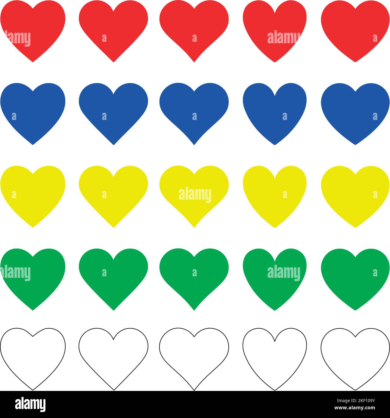 heart icons set vector multicolor, shepe heart set on transparent ...