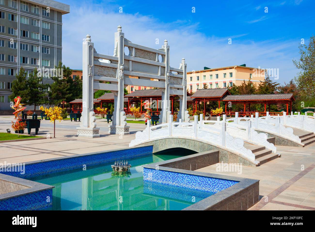 Chinese Garden in the centre of Samarkand city in Uzbekistan Stock ...