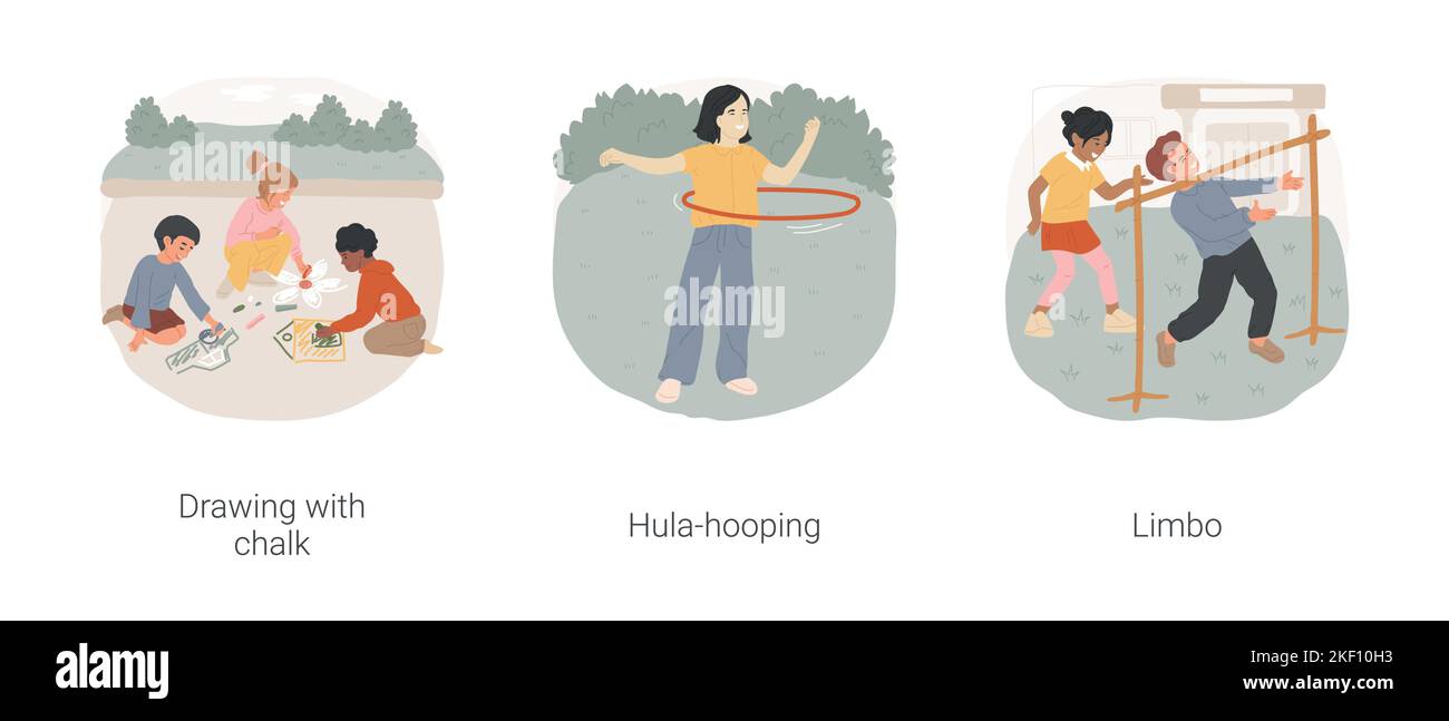 School playground fun isolated cartoon vector illustration set. Drawing ...