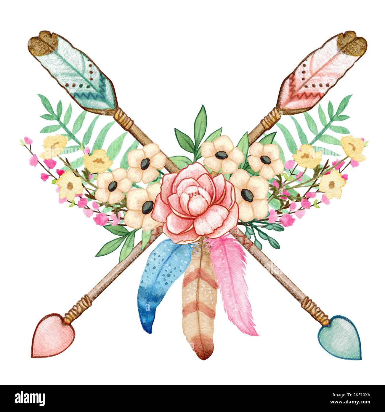 The arrows with flowers isolated on white background Stock Photo - Alamy