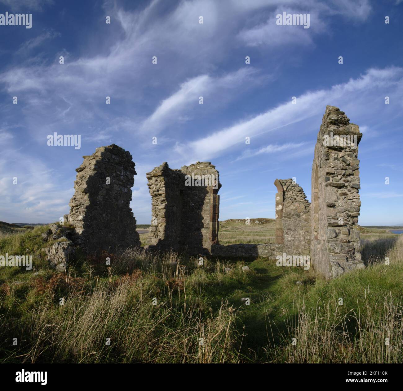 St Dwynwen`s Church Ruin, Llanddwyn Island, Anglesey, North Wales ...