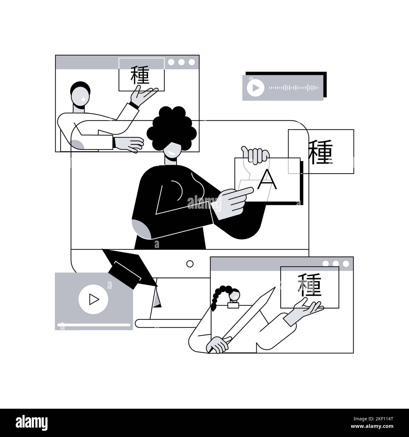 Foreign language workshop abstract concept vector illustration. Foreign language learning group ...