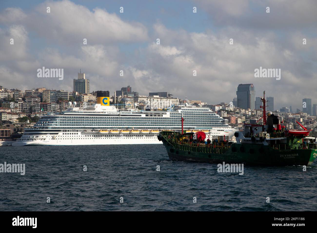 Istanbul,Turkey - 8-28-2022:Cruise ship in the bosphorus, historical ...