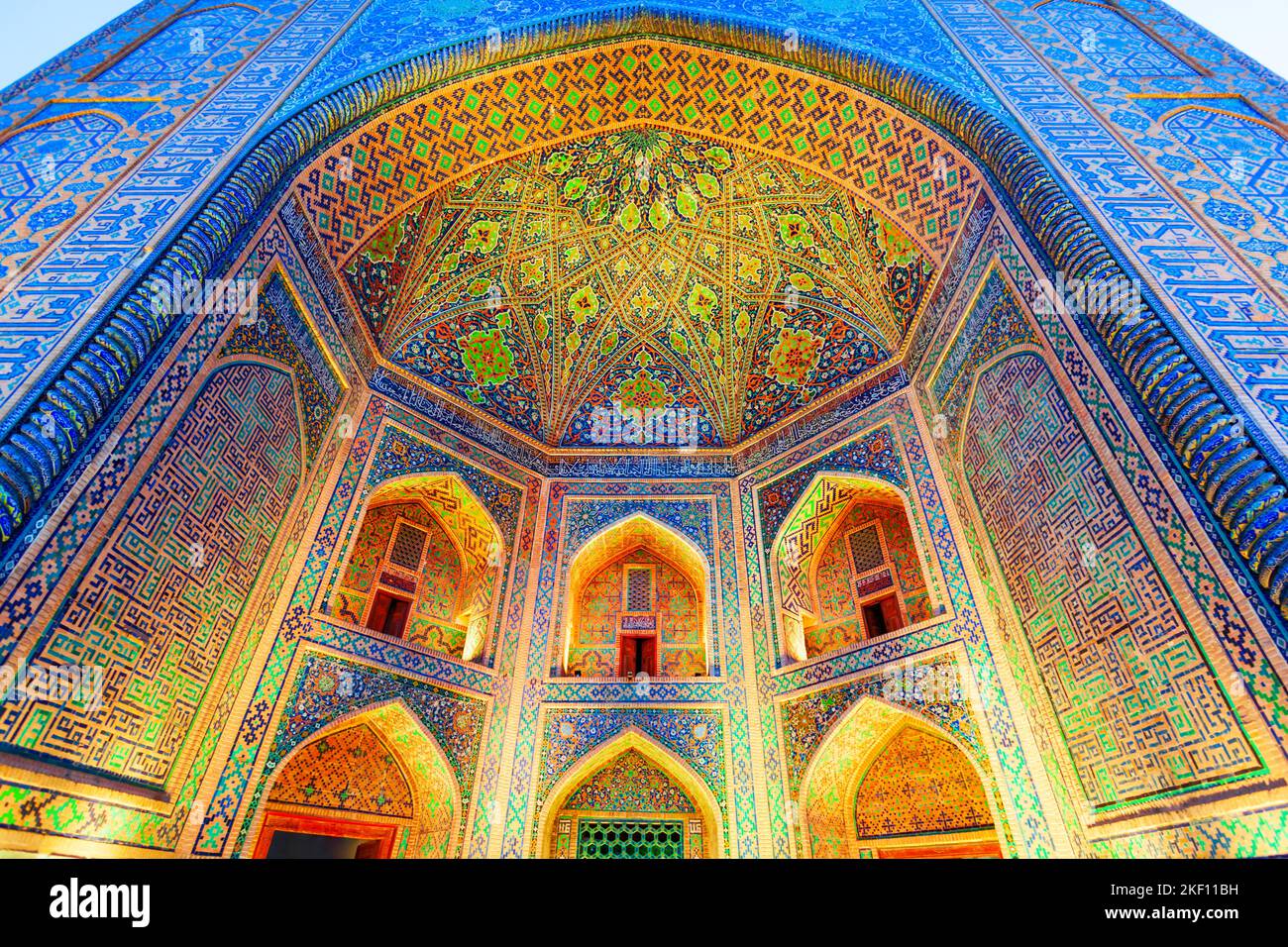 Registan Tilya Kori Madrasah mosaic pattern design background of ...