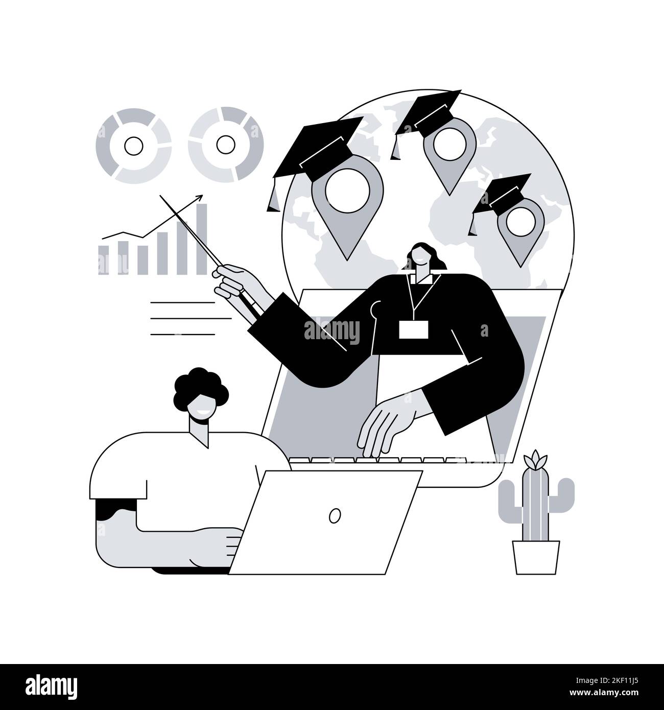 Global online education abstract concept vector illustration. E ...