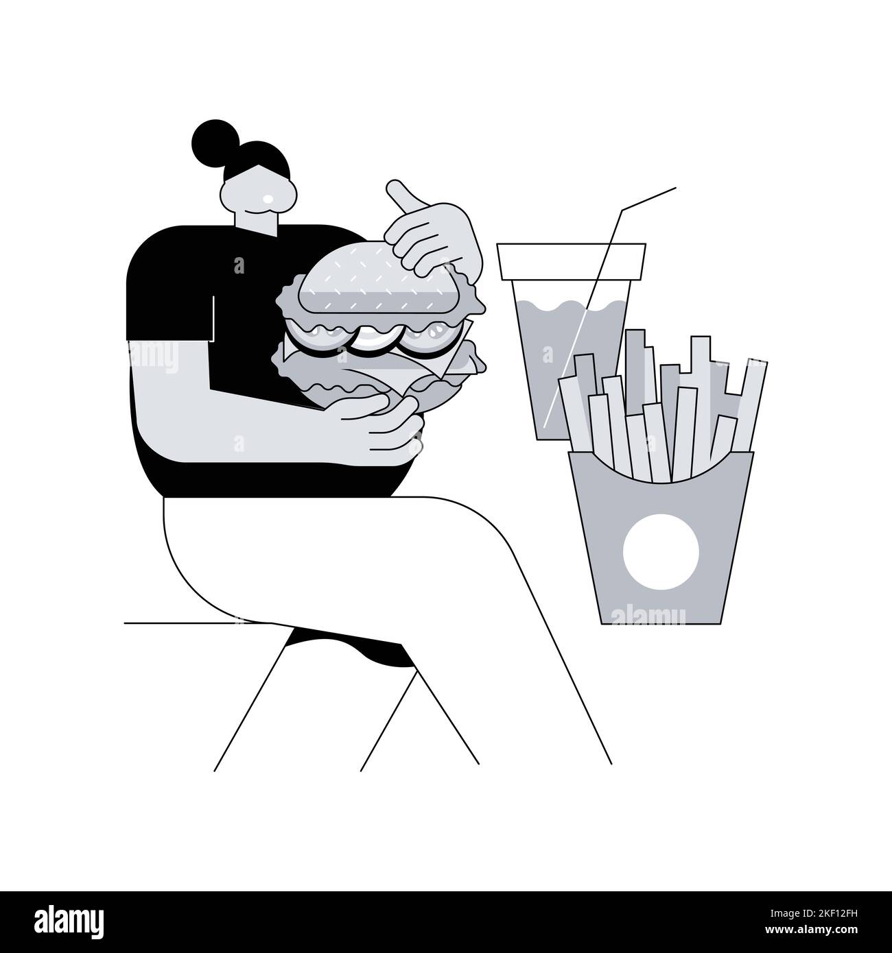 Overeating addiction abstract concept vector illustration. Compulsive ...
