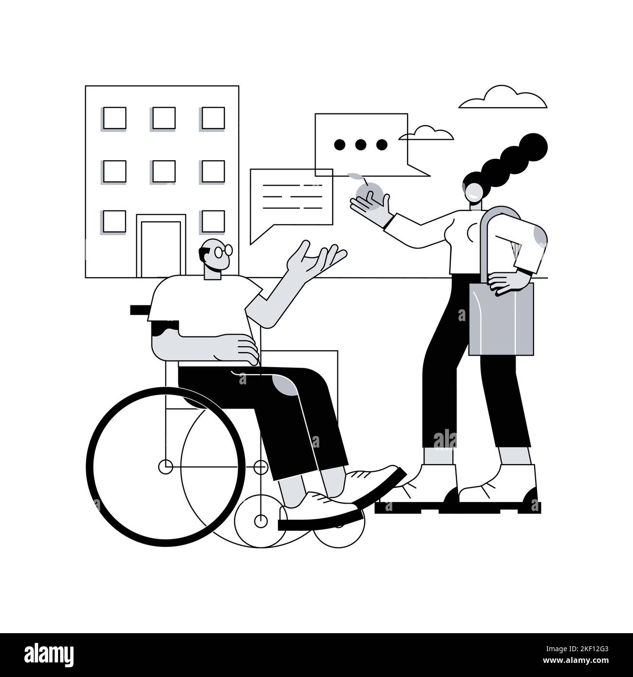 Social adaptation of disabled people abstract concept vector ...