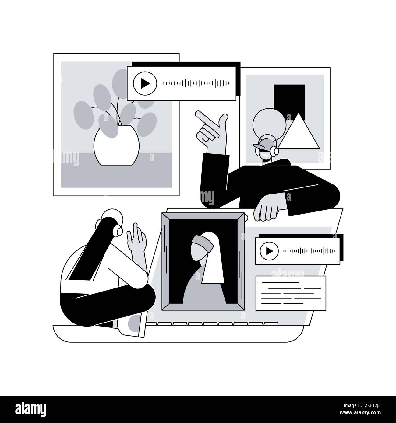 Virtual gallery tour abstract concept vector illustration. Free virtual ...