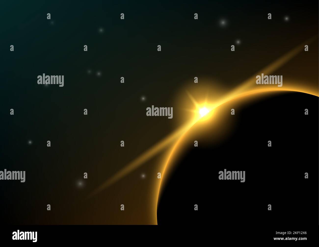 Planet and flare in outer space background. Vector illustration Stock ...