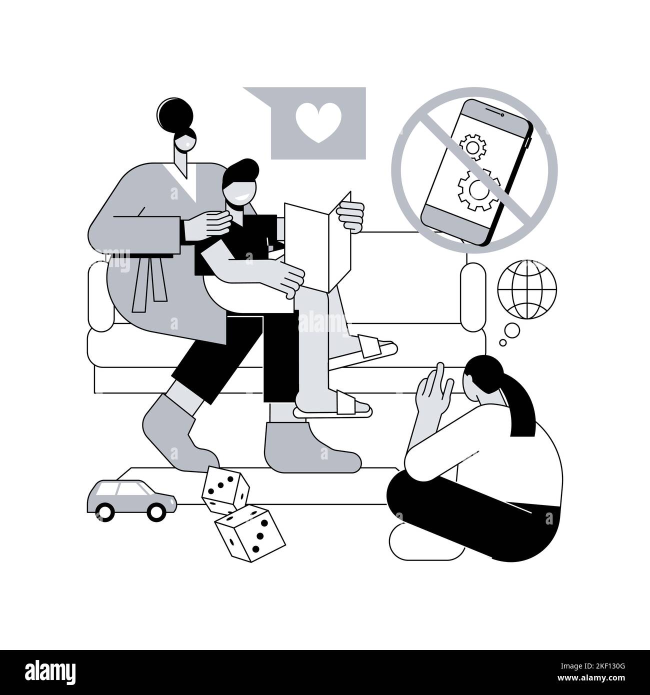 Low tech parenting abstract concept vector illustration. Low tech ...