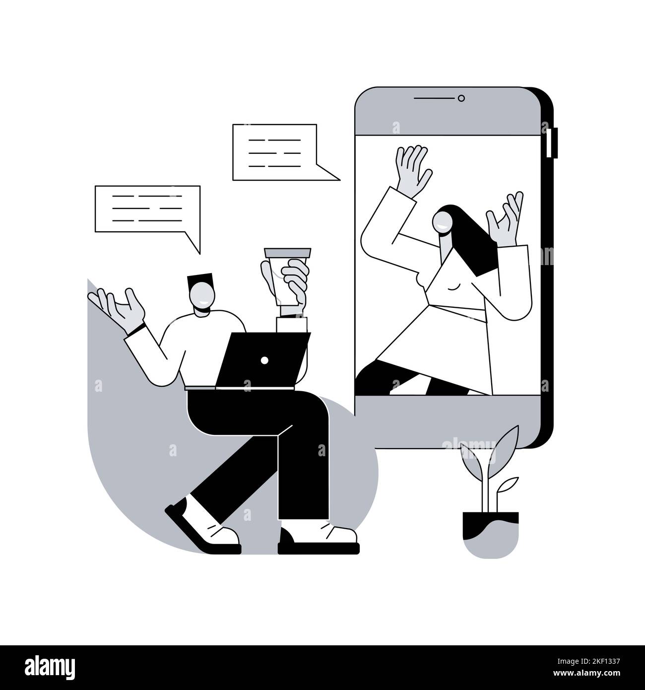 Stay connected to people abstract concept vector illustration. Self ...