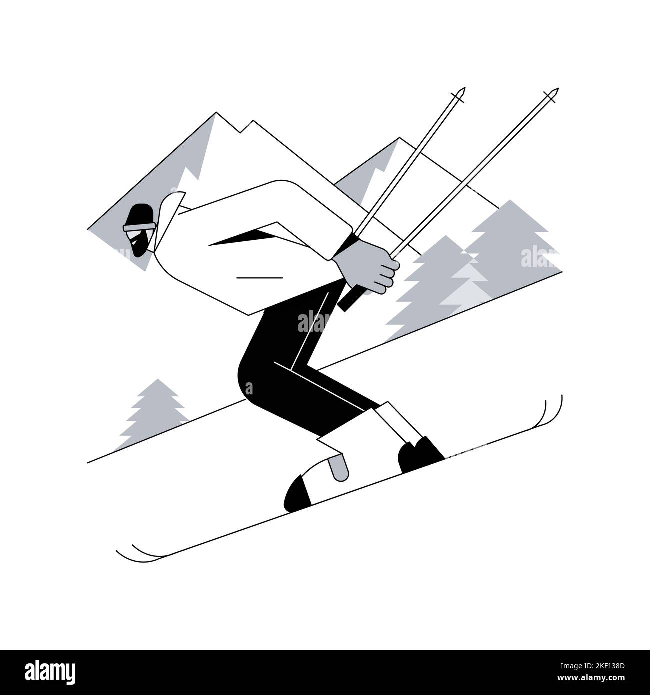 Skiing abstract concept vector illustration. Winter adventure, mountain ...
