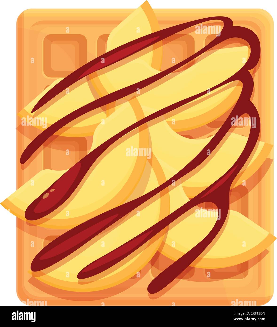 Fruit waffle icon cartoon vector. Belgian food. Snack chocolate Stock ...