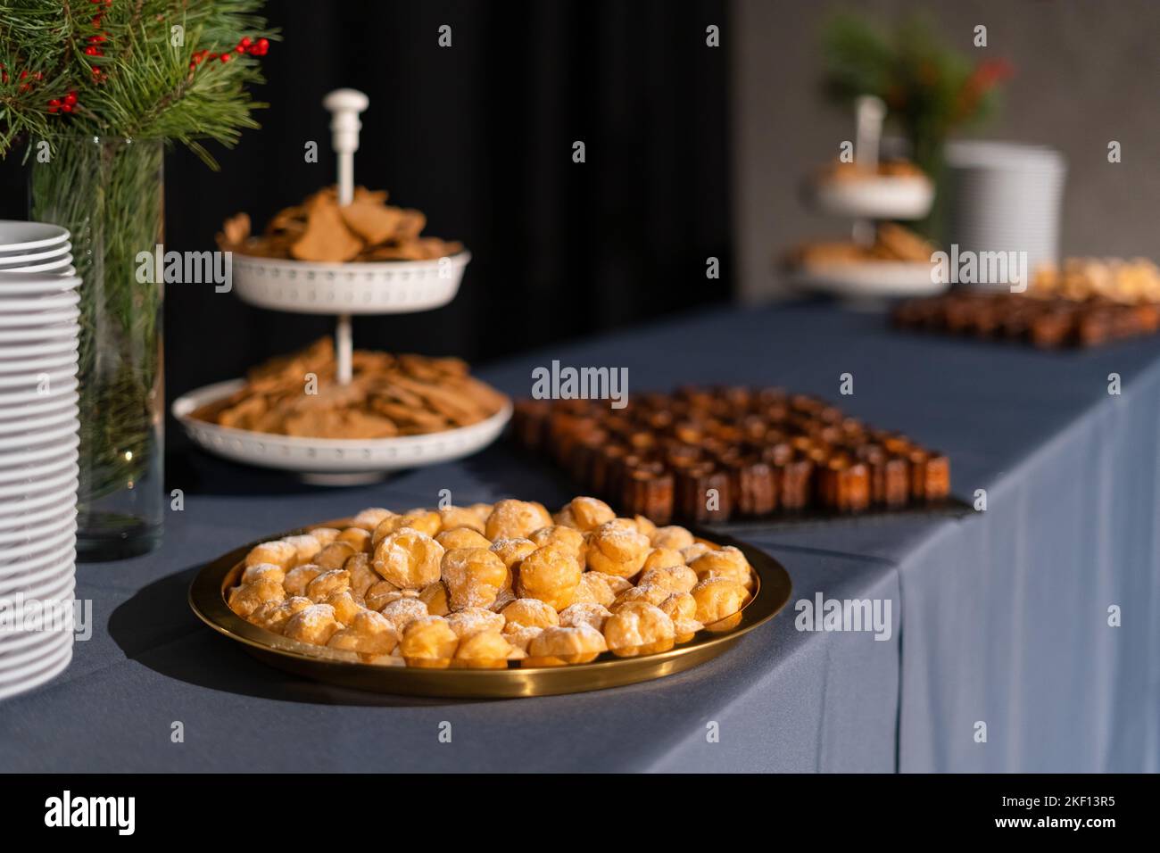 Banquet, table full of snacks. Tasty appetizers served for people Stock ...