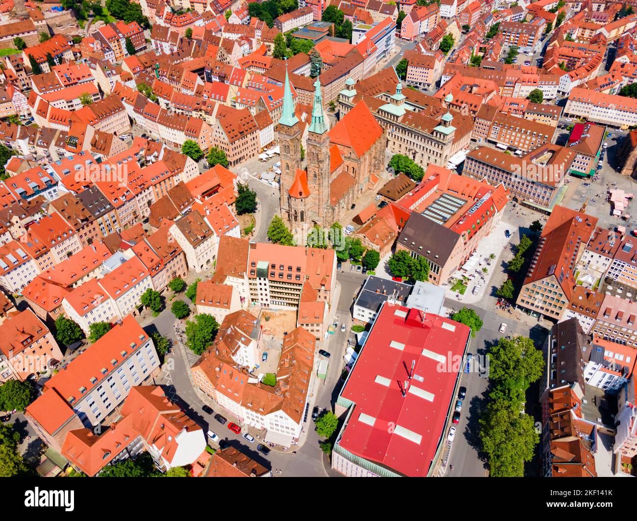 Saint Sebaldus or St. Sebald Church aerial panoramic view in Nuremberg ...