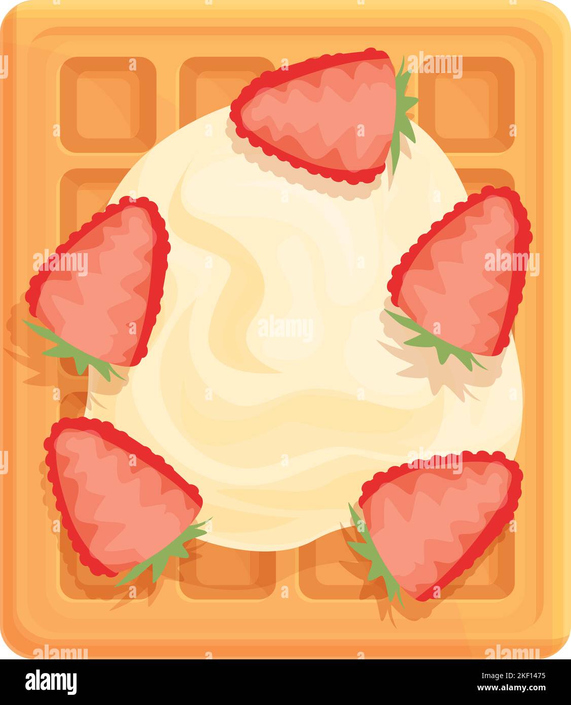 Strawberry waffle icon cartoon vector. Belgian food. Sweet breakfast ...