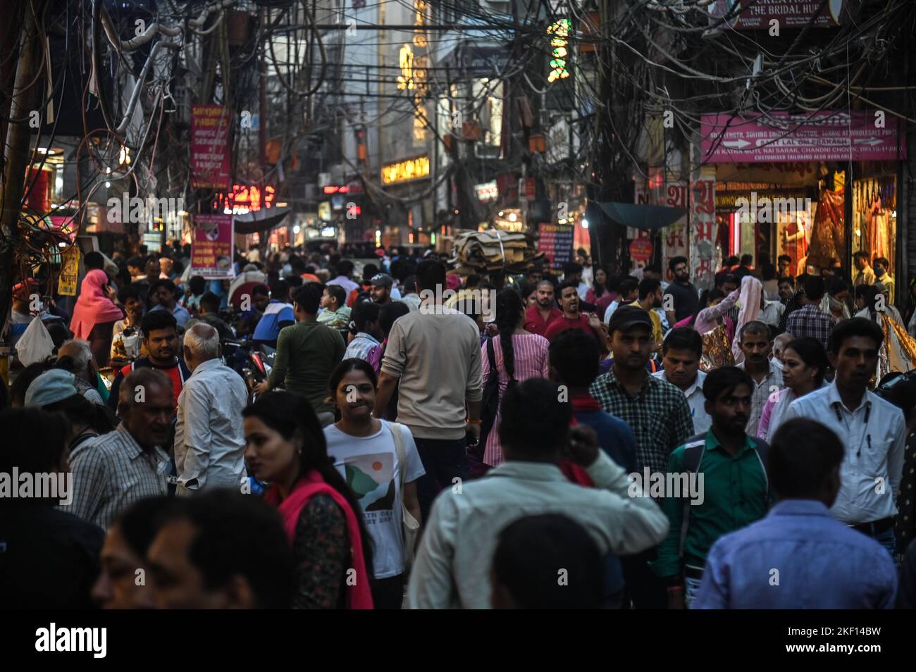 New Delhi, Delhi, India. 15th Nov, 2022. People walk through the lanes ...