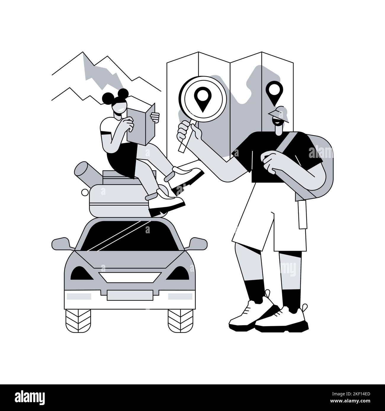 Road trip abstract concept vector illustration. Traveling by car, road ...