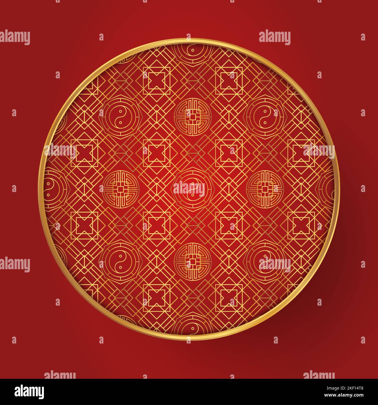 Traditional chinese round pattern frame. Oriental, japanese circle ...