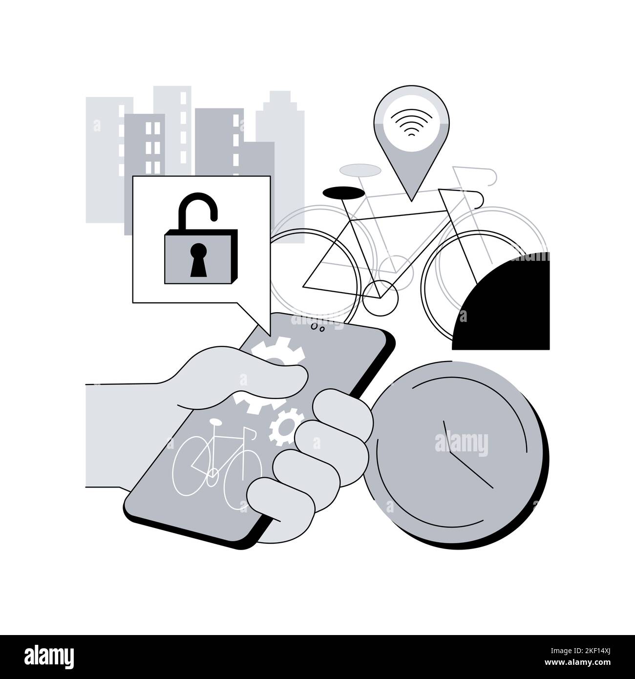 Bike sharing abstract concept vector illustration. Public bike rental ...