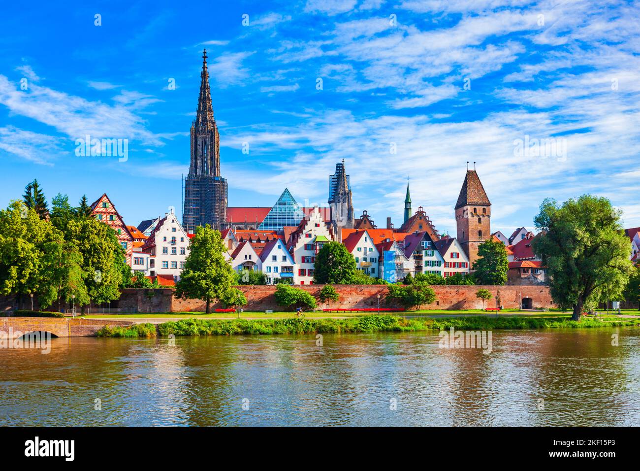 Metzgerturm Tower, Ulm Minster Church or Ulmer Munster Cathedral and ...