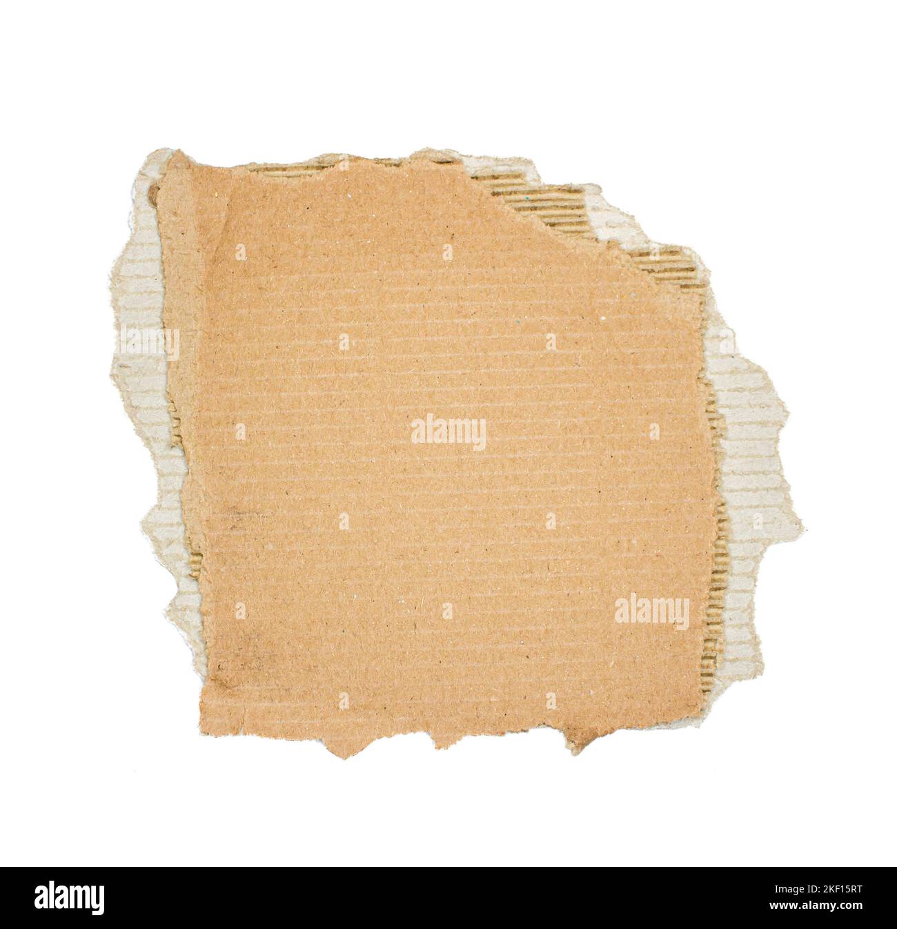Cardboard piece isolated on white background. Top view of torn ...