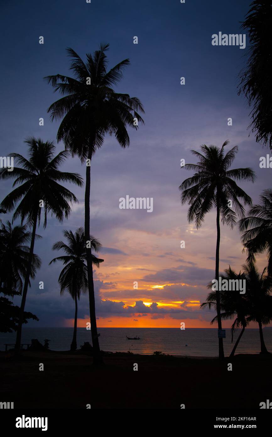 Beautiful beach sunset in koh Lanta, Krabi, Thailand Stock Photo - Alamy