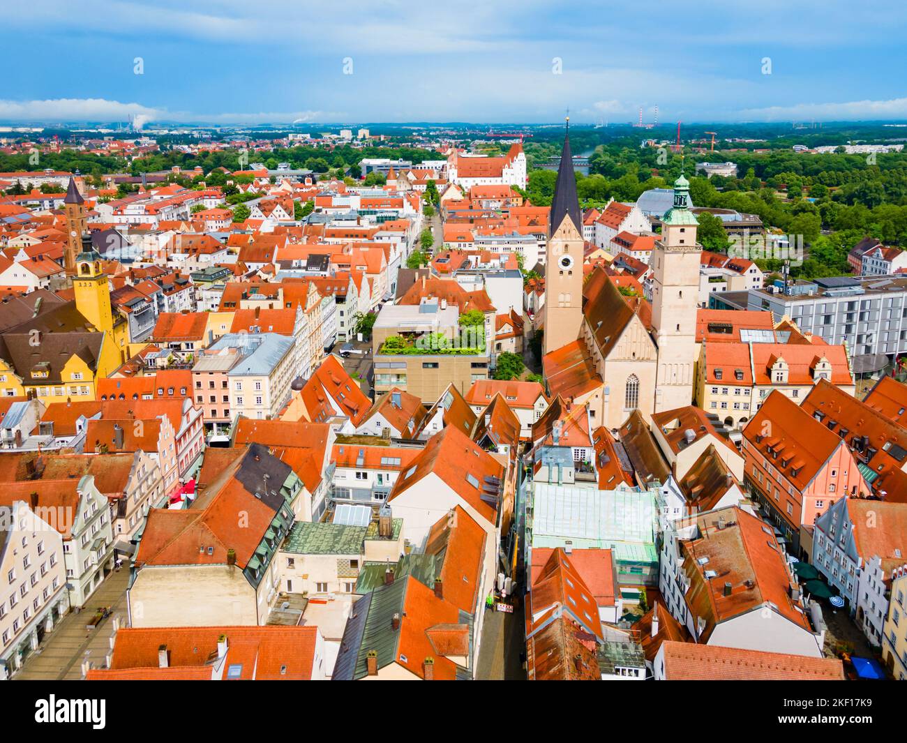 Ingolstadt old town aerial panoramic view. Ingolstadt is a city in ...