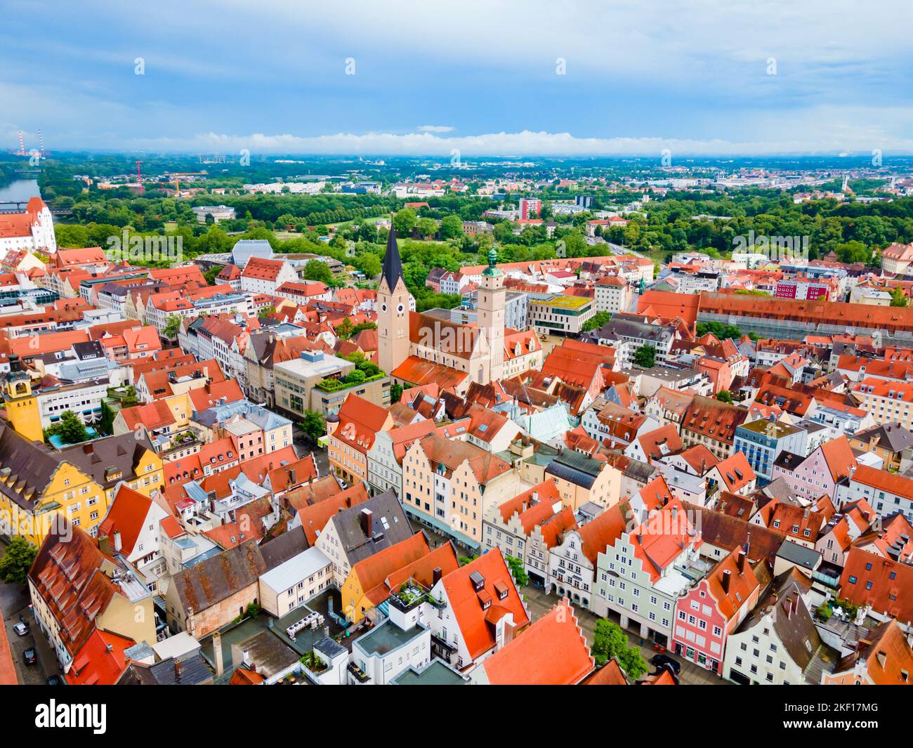 Ingolstadt old town aerial panoramic view. Ingolstadt is a city in ...