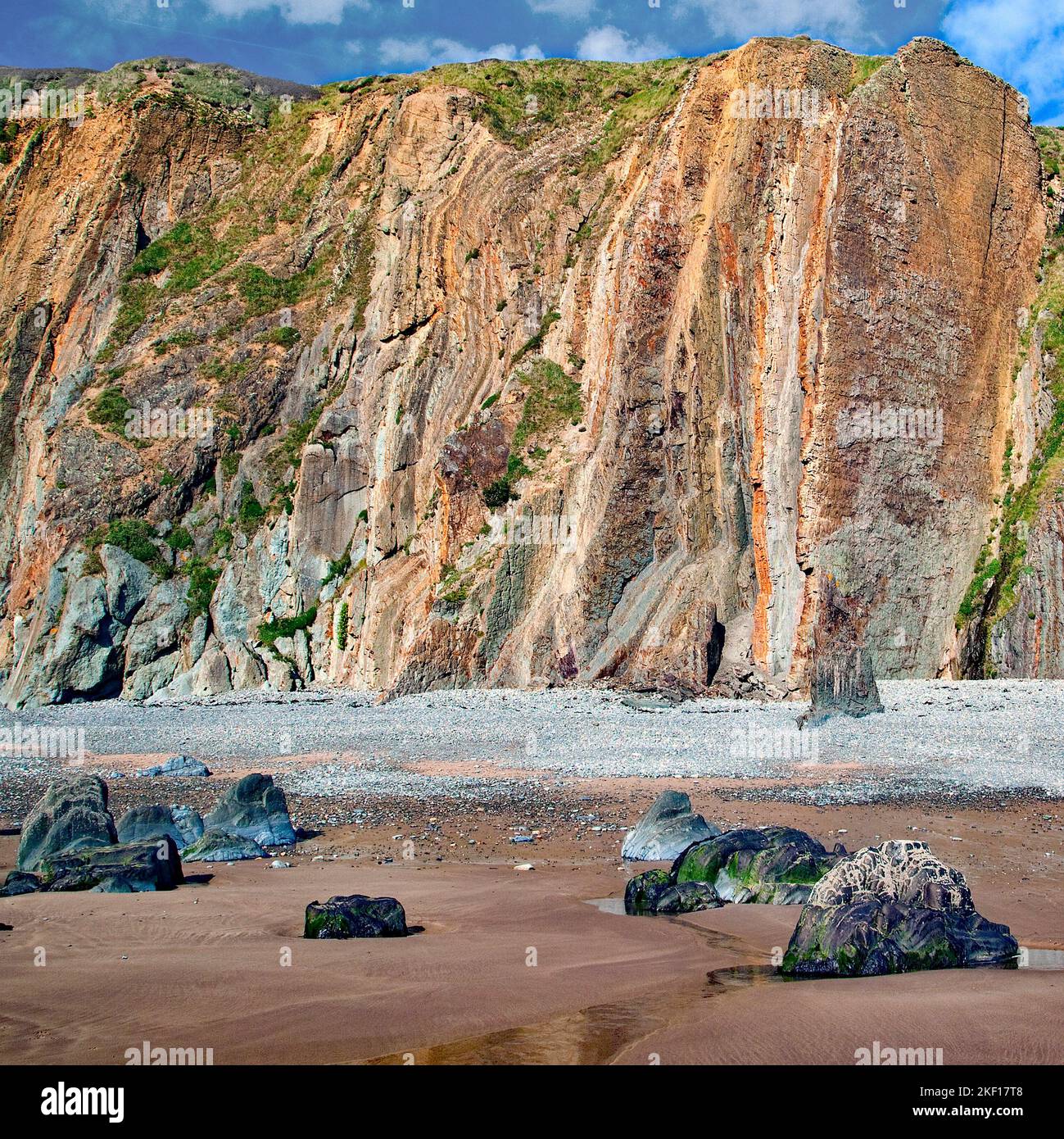 coraliferous cliffs showing columns of the three chimneys, at coastal ...