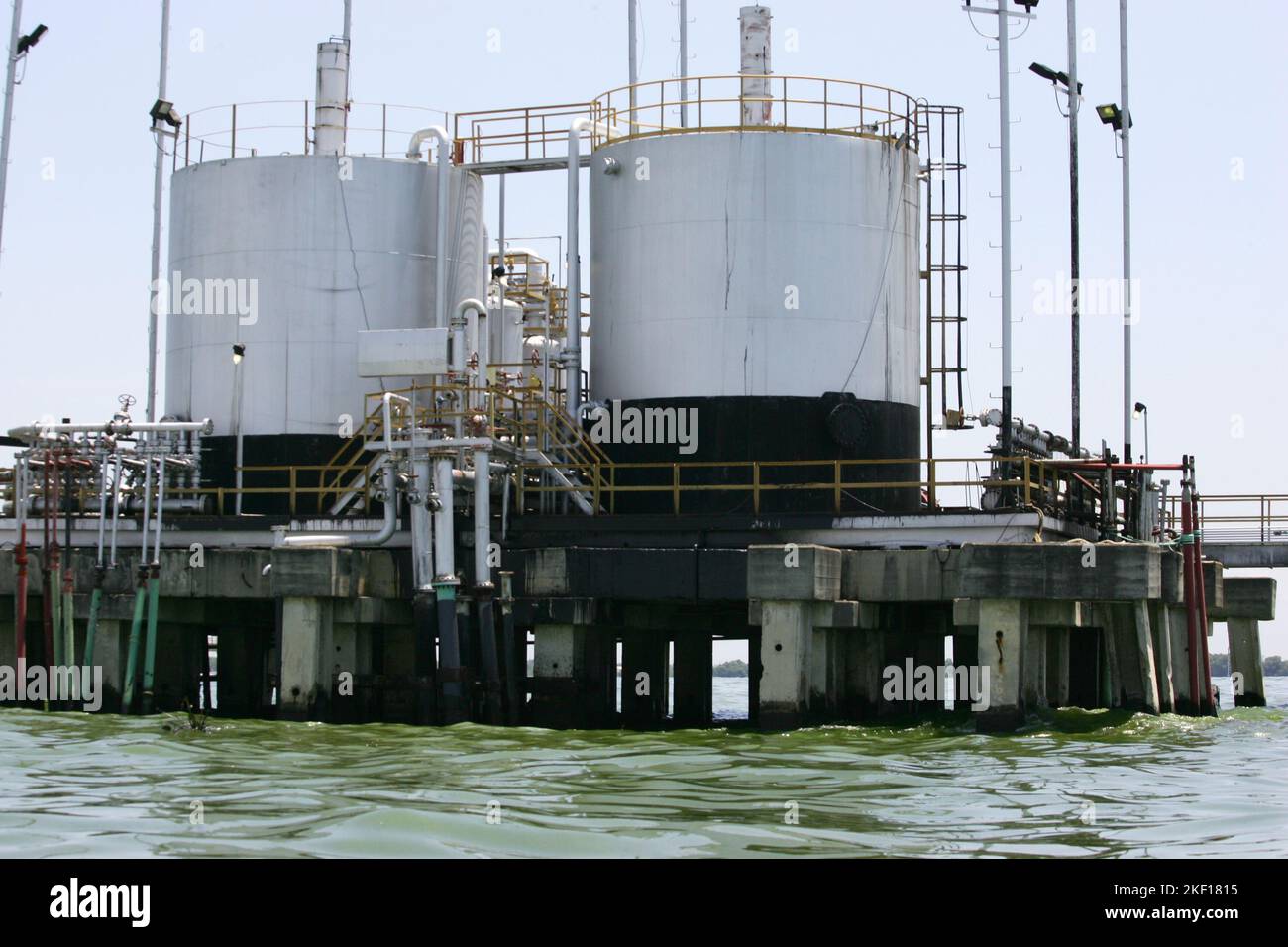 Lago de Maracaibo-Cabimas-Venezuela-2011- An oil bomb is seen next to ...