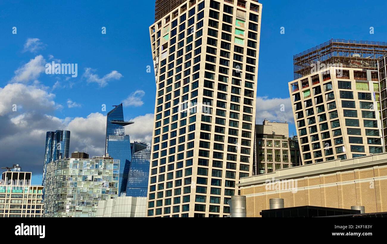 New York, NY, USA - Nov 15, 2022: The tilting construction of One High ...