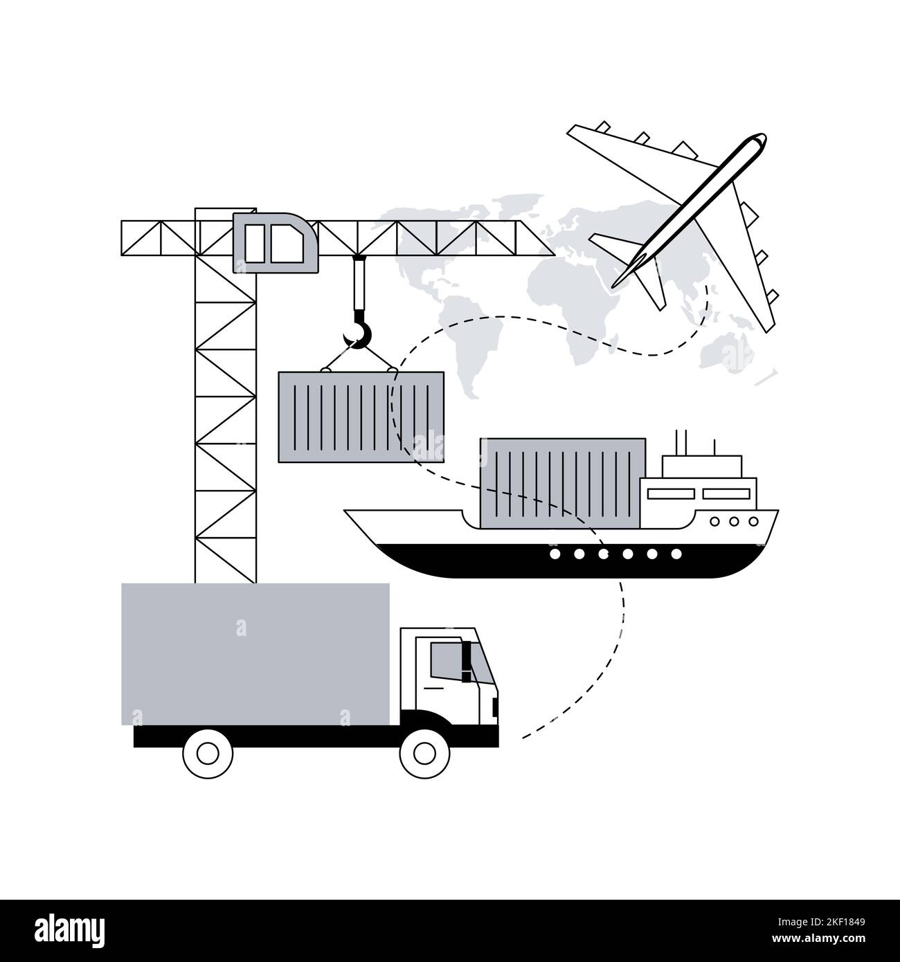 Combined Transport Abstract Concept Vector Illustration Intermodal Multimodal Transport Goods