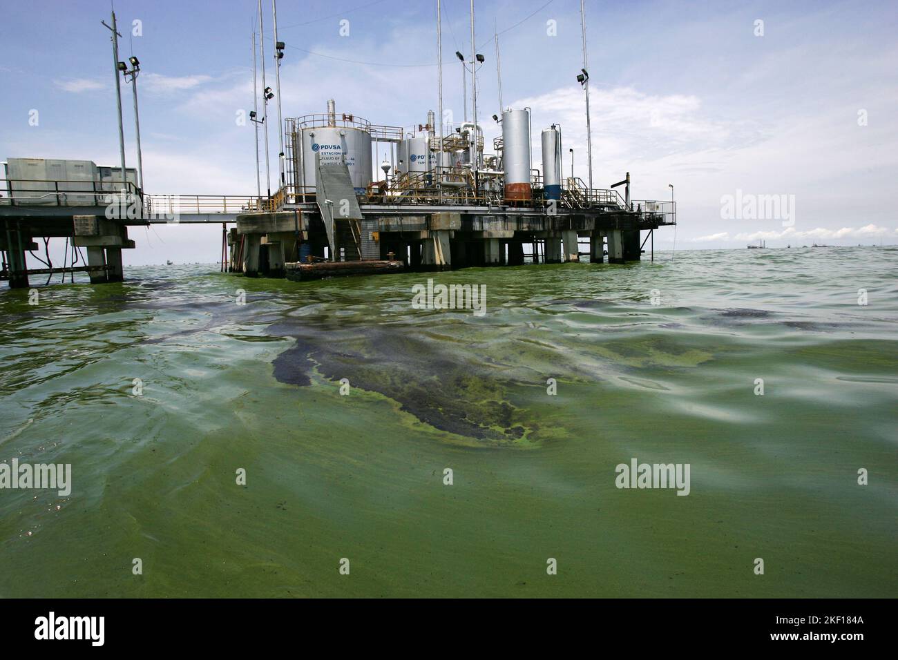 Lago de Maracaibo-Cabimas-Venezuela-2011- An oil bomb is seen next to ...