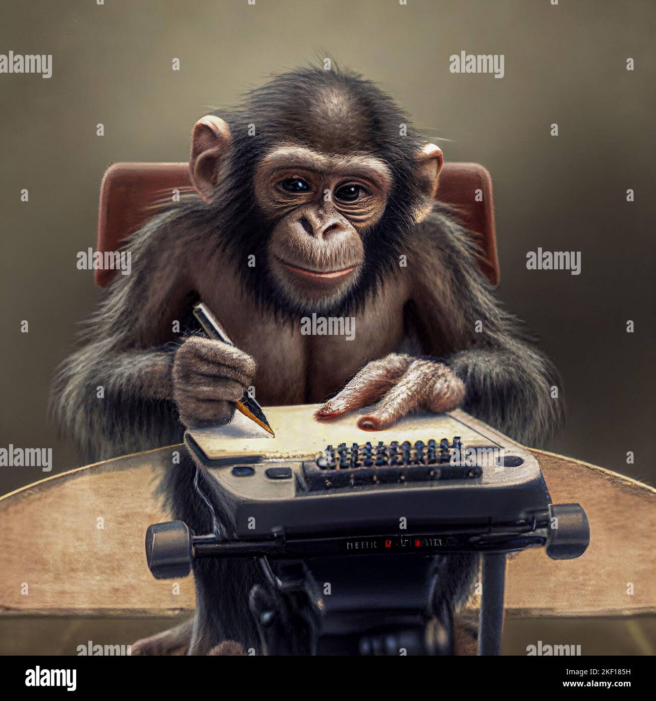 Illustration monkey typewriter hi-res stock photography and images - Alamy