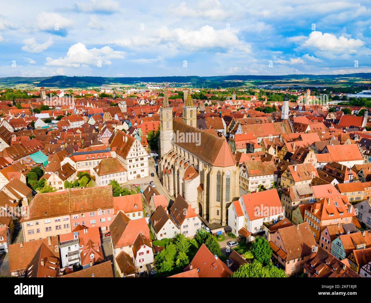 St. James or St. Jakob Church aerial panoramic view in Rothenburg ob ...