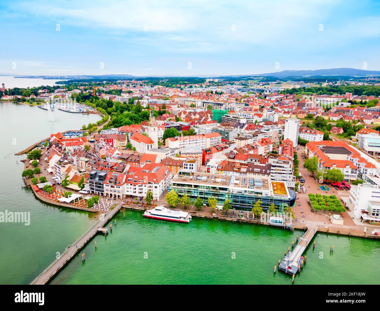 Friedrichshafen aerial panoramic view. Friedrichshafen is a city on the ...