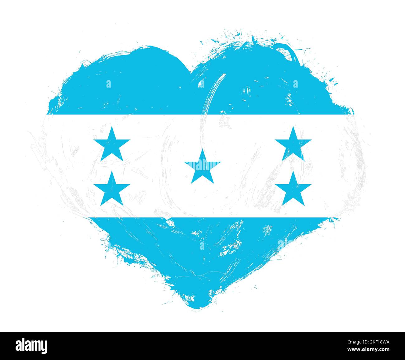 Honduras flag in stroke brush heart shape on white background Stock ...