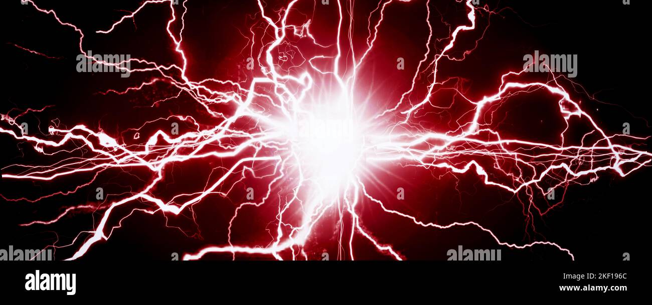 Red plasma as pure energy and powerful force of electrical power Stock ...